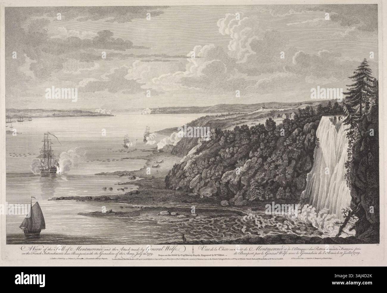 Engraving depicting the attack by General Wolfe near Beauport on July ...