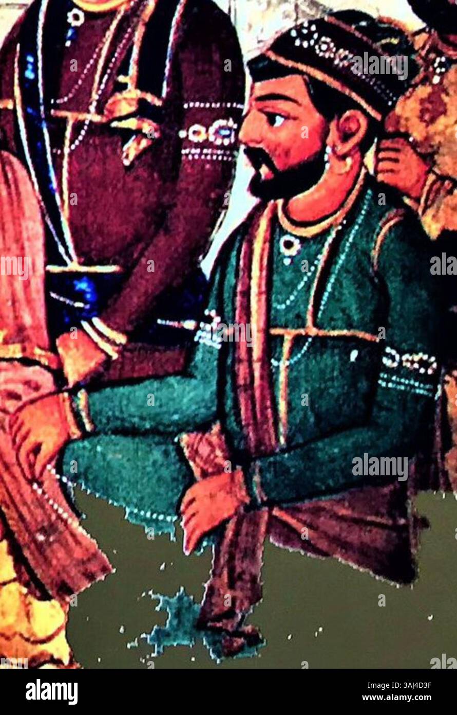 A detailed fresco showing Bhagat Ramananda from the Gurdwara Baba Atal ...