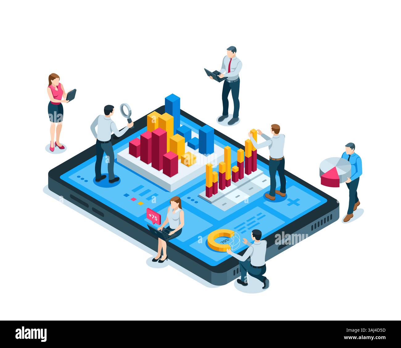 Woman working financial data Cut Out Stock Images & Pictures - Alamy