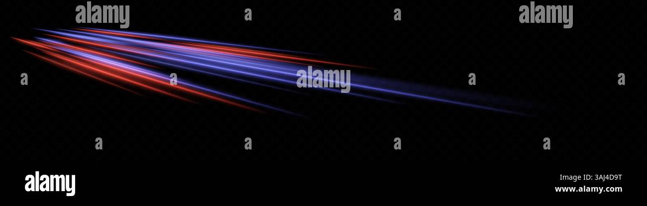 Energy burst. Red and blue rays focused to the right. Sharp motion ...