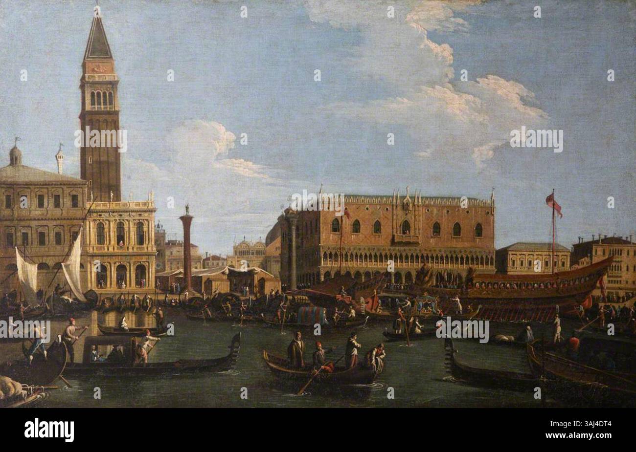 A circa 1755 oil on canvas painting in the style of Canaletto depicting ...