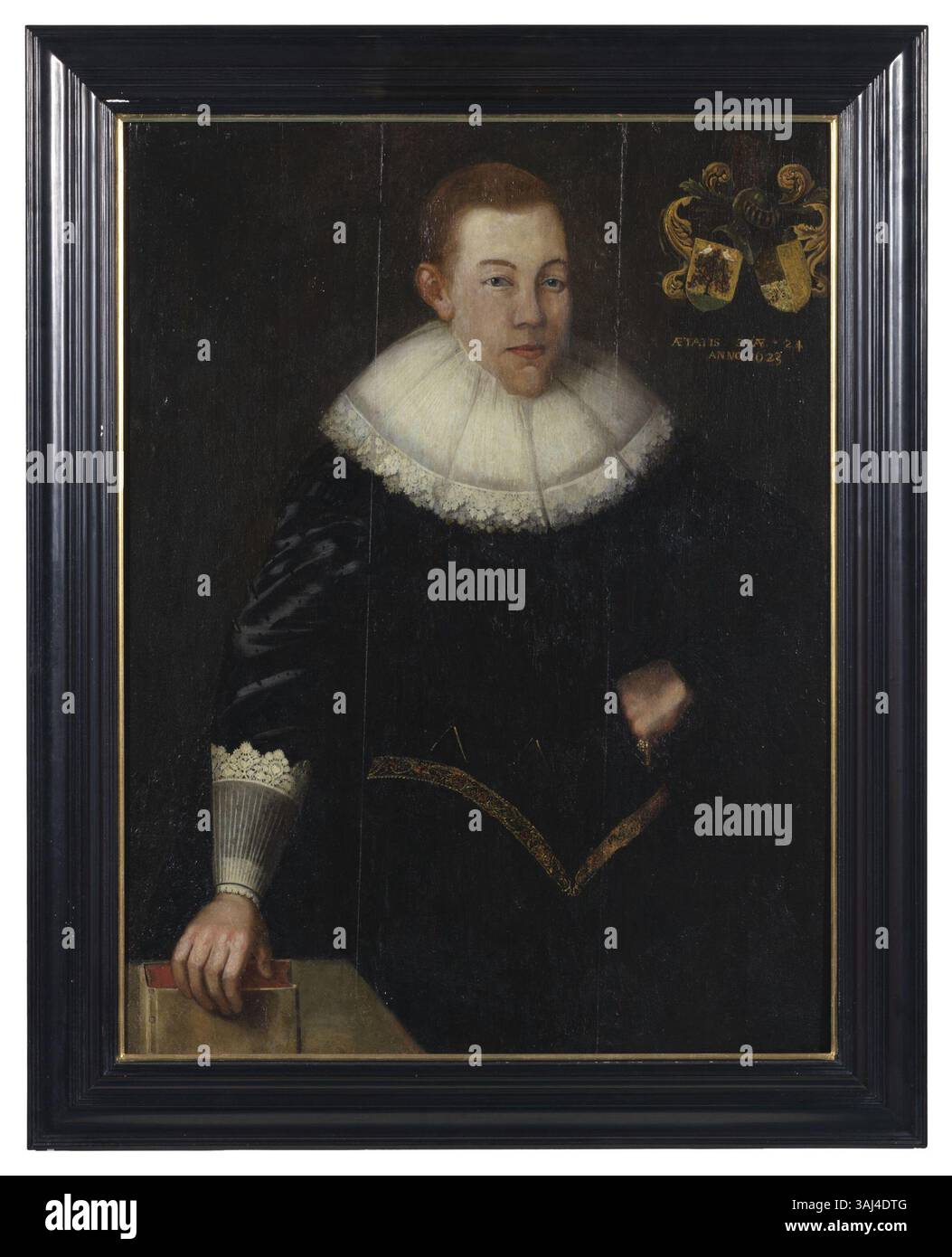 A 1623 portrait of Menso Pathuis, painted in oil on panel. The work ...
