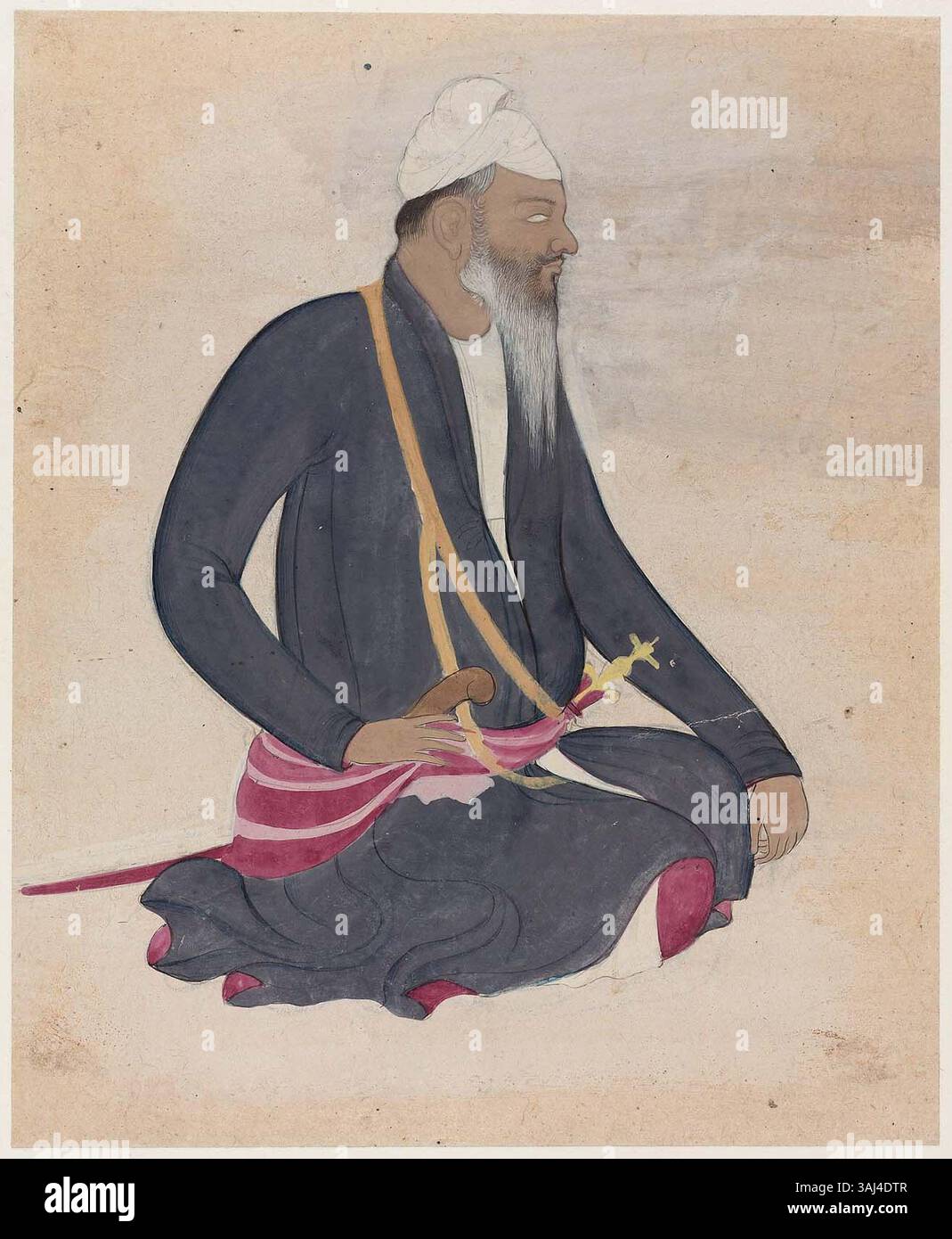 This 1825 painting, by a follower of Purkhu of Kangra, shows a seated ...