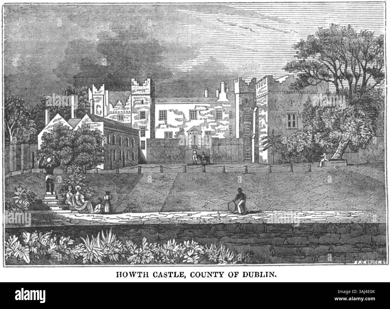 An illustration from The Dublin Penny Journal, 1835, of Howth Castle ...