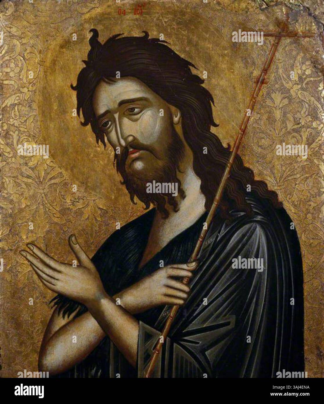 This 19th-century Greek icon depicts Saint John the Baptist in a ...