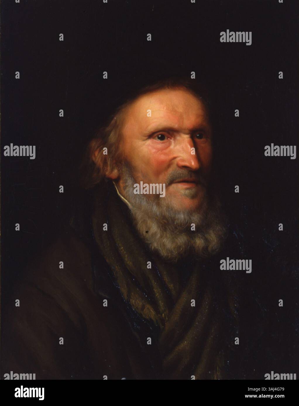 A cropped version of Christen Brun's *Portrett* (1850), a 19th-century ...