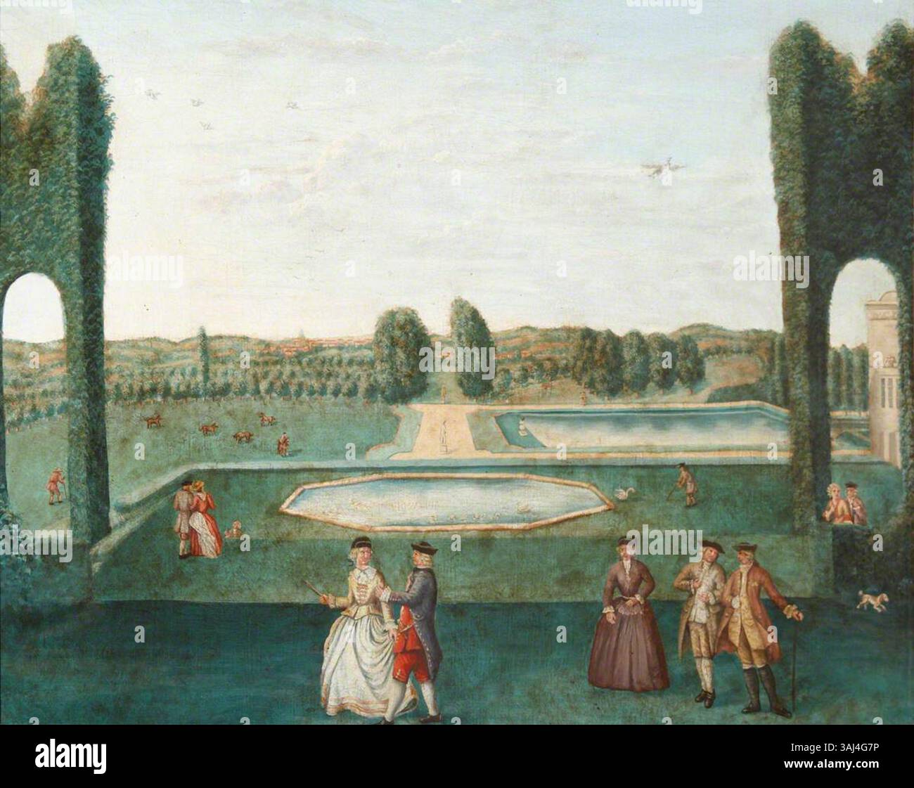 This 1738 oil on canvas by Balthasar Nebot depicts the Octagon Pond at ...