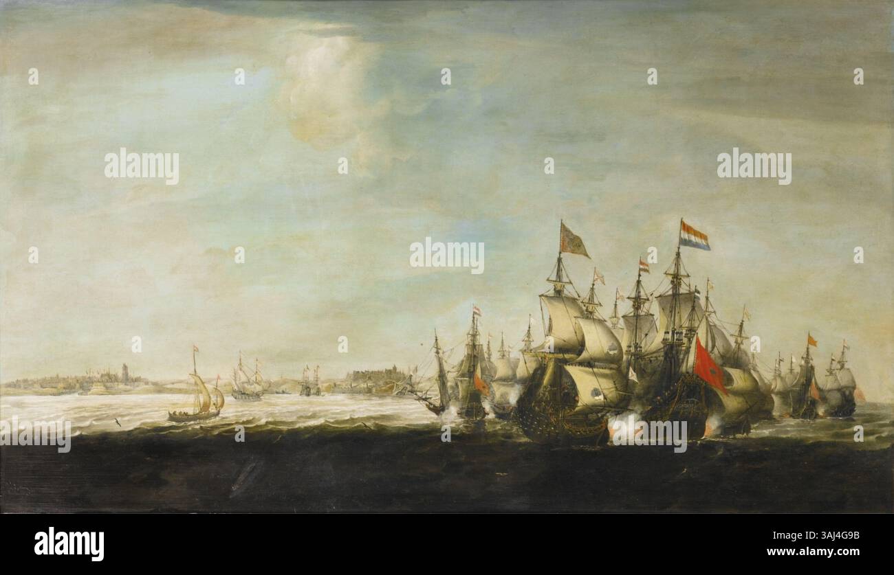 The Battle of Dunkirk, painted by the Circle of Jan Abrahamsz ...