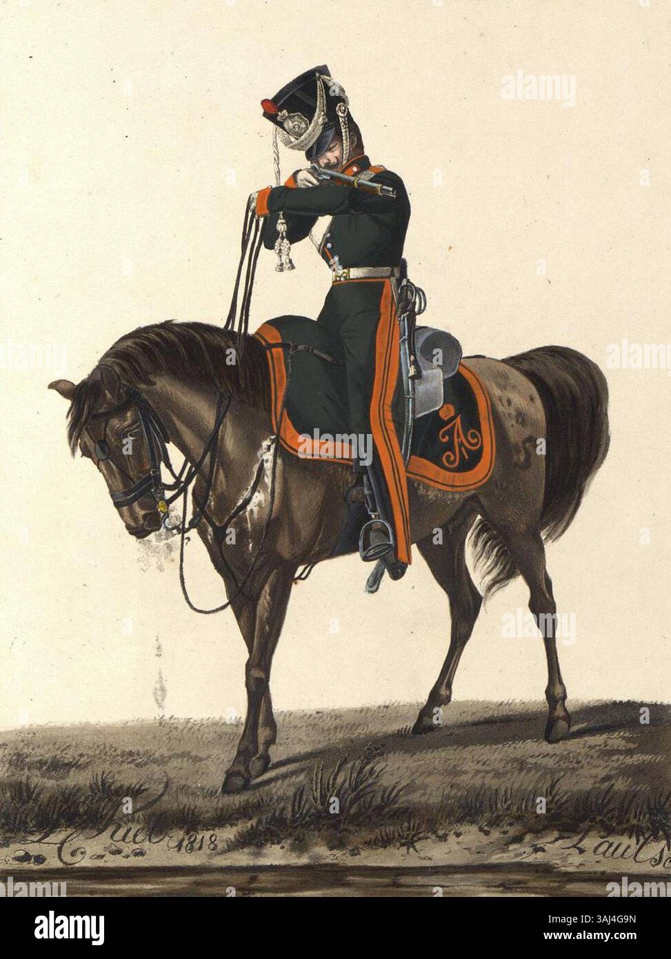 This 1820 depiction by Lev Kiel illustrates the Seversky Mounted Rifles ...