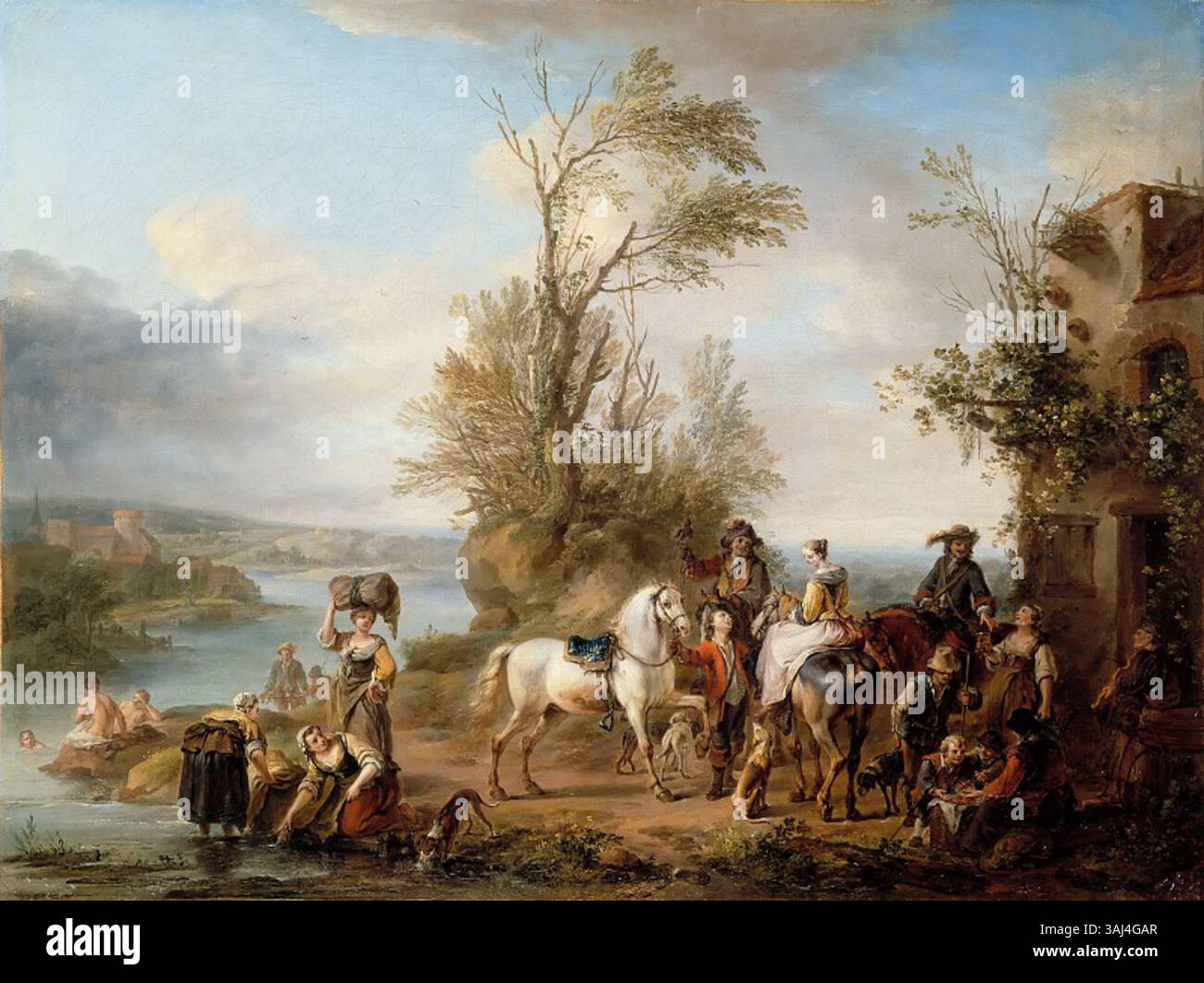'Gathering of Hunters' by Carel van Falens, painted in 1726, depicts ...