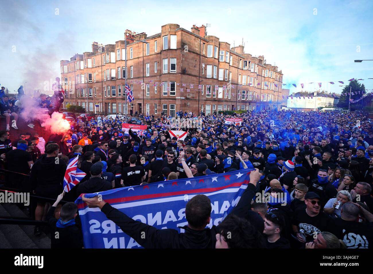 Rangers fans outside the stadium ahead of the UEFA Europa League ...
