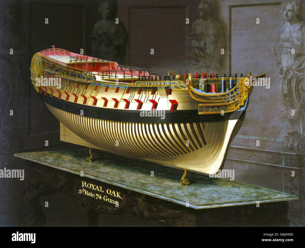 This 1774 oil painting by Joseph Marshall depicts the HMS 'Royal Oak ...