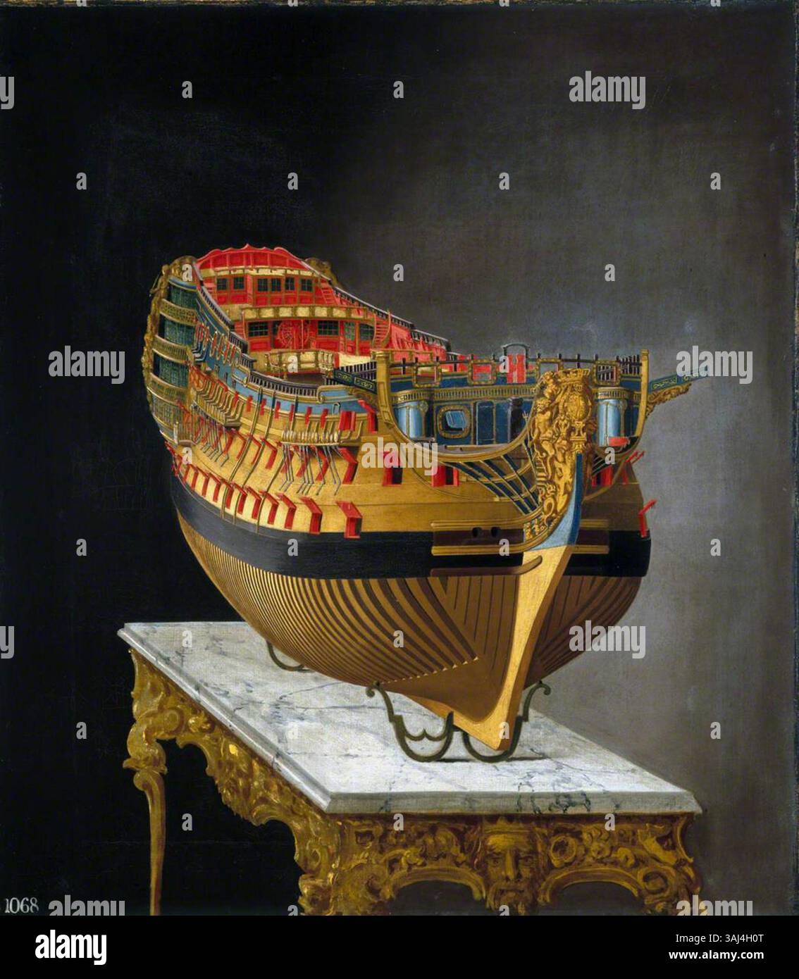 A model of the HMS Victory, created by an unknown artist in 1744. The ...