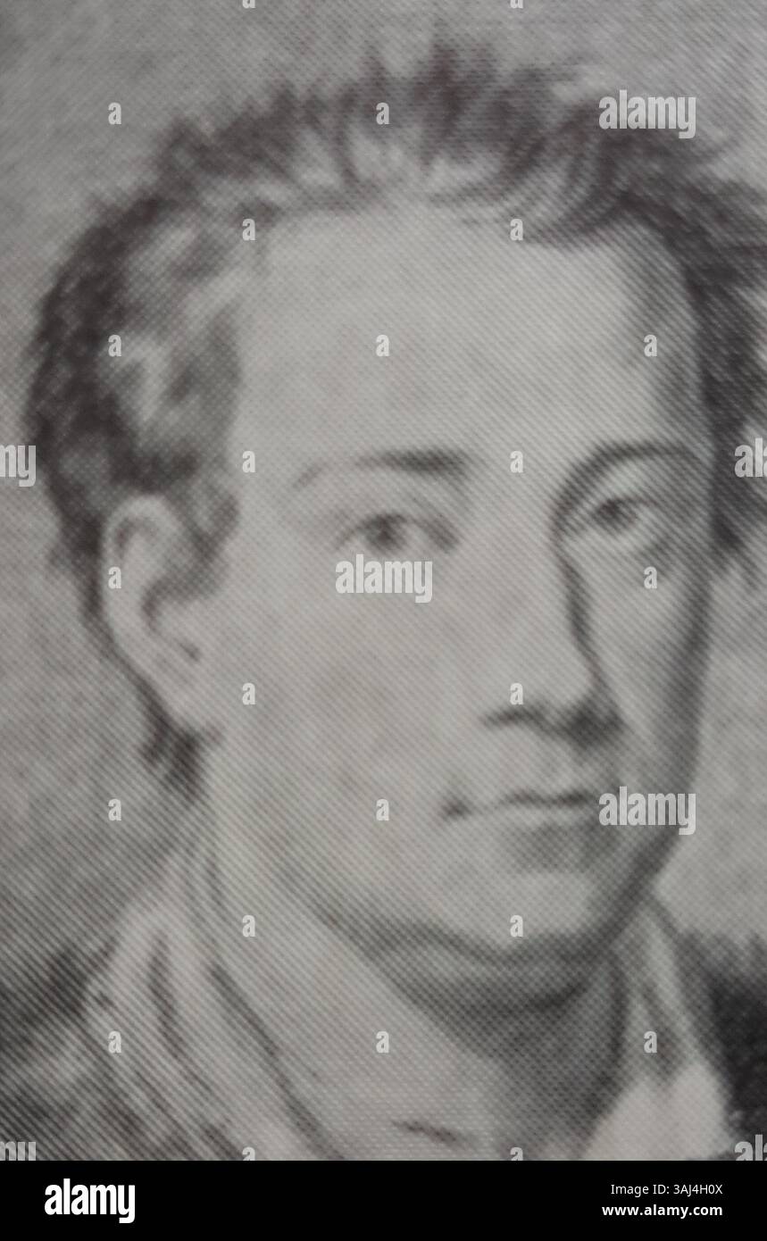 Portrait of Johan Edvard Mandelberg in an engraving by J.F. Clemens ...