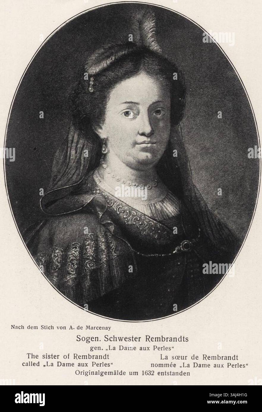 An engraving by Antoine de Marcenay de Ghuy, after Rembrandt's 'Lady ...