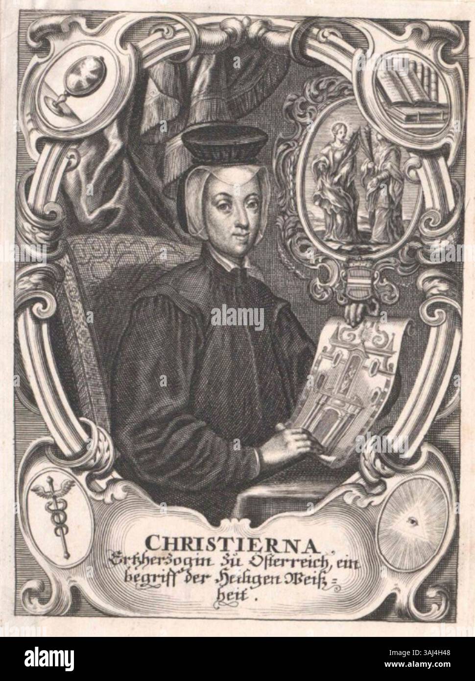 Engraving of Princess Maria Christina I, Princess of Transylvania (1574 ...