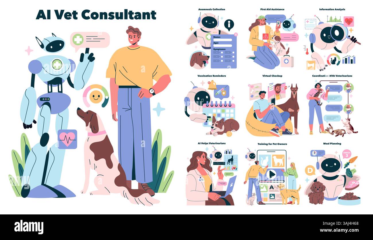 AI Vet Consultant concept. This illustration illustrates the role of ...