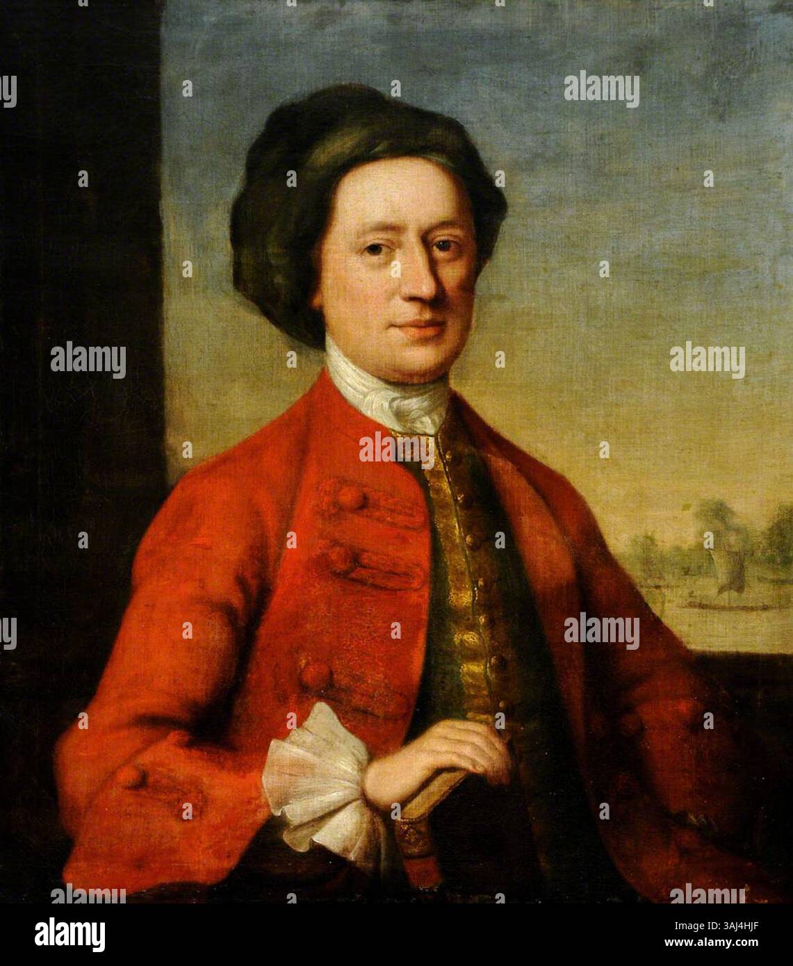 This portrait, painted in the style of George Knapton, represents a man ...