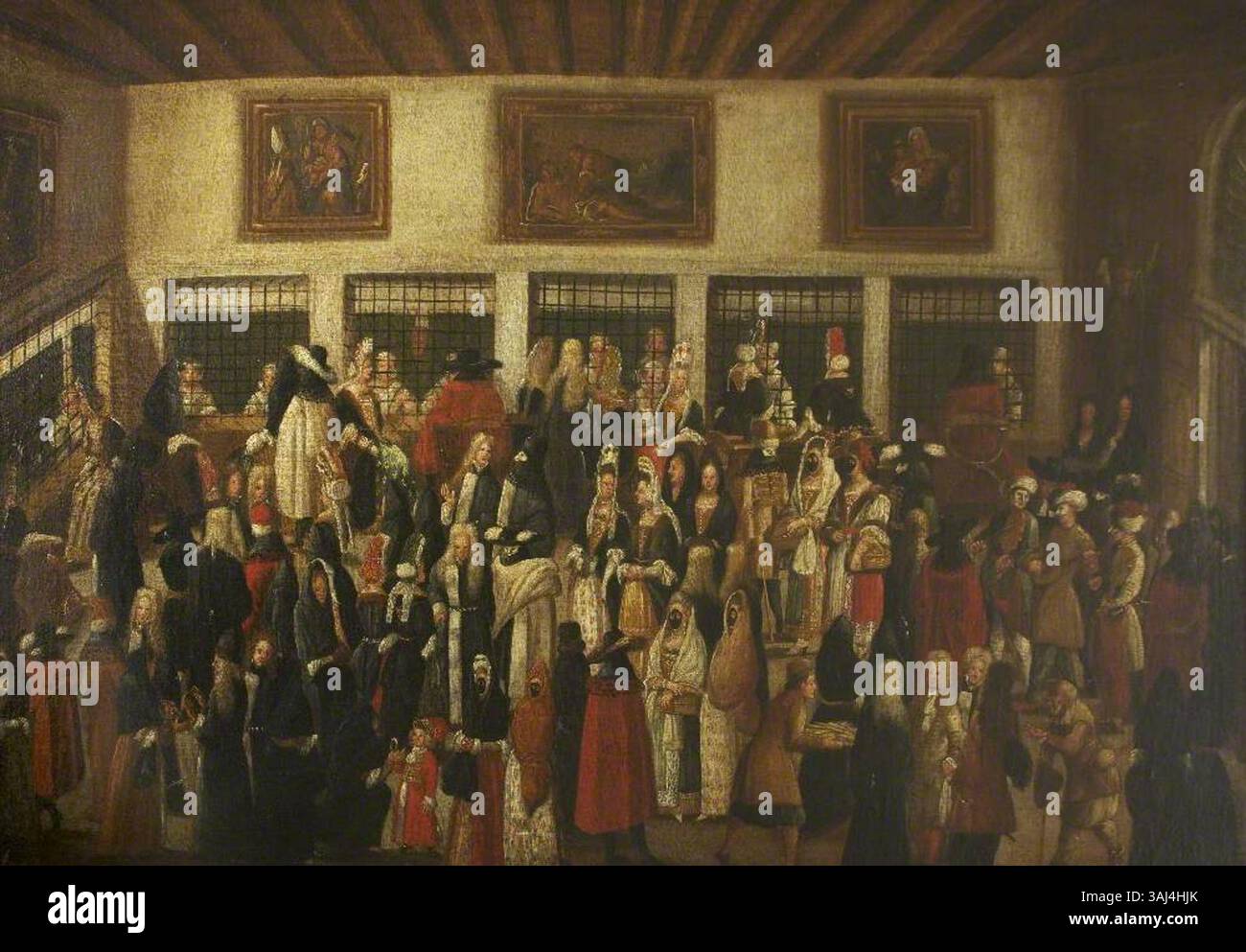 This Italian (Venetian) School painting depicts visitors at a Venetian ...