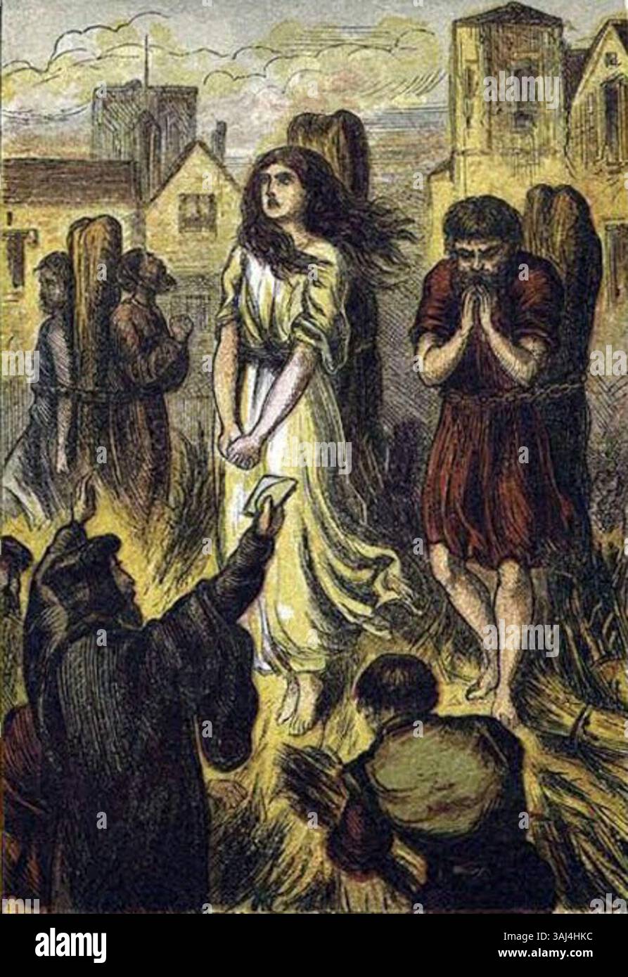 The martyrium of Anne Askew, as depicted in the 'Book of Martyrs' by ...