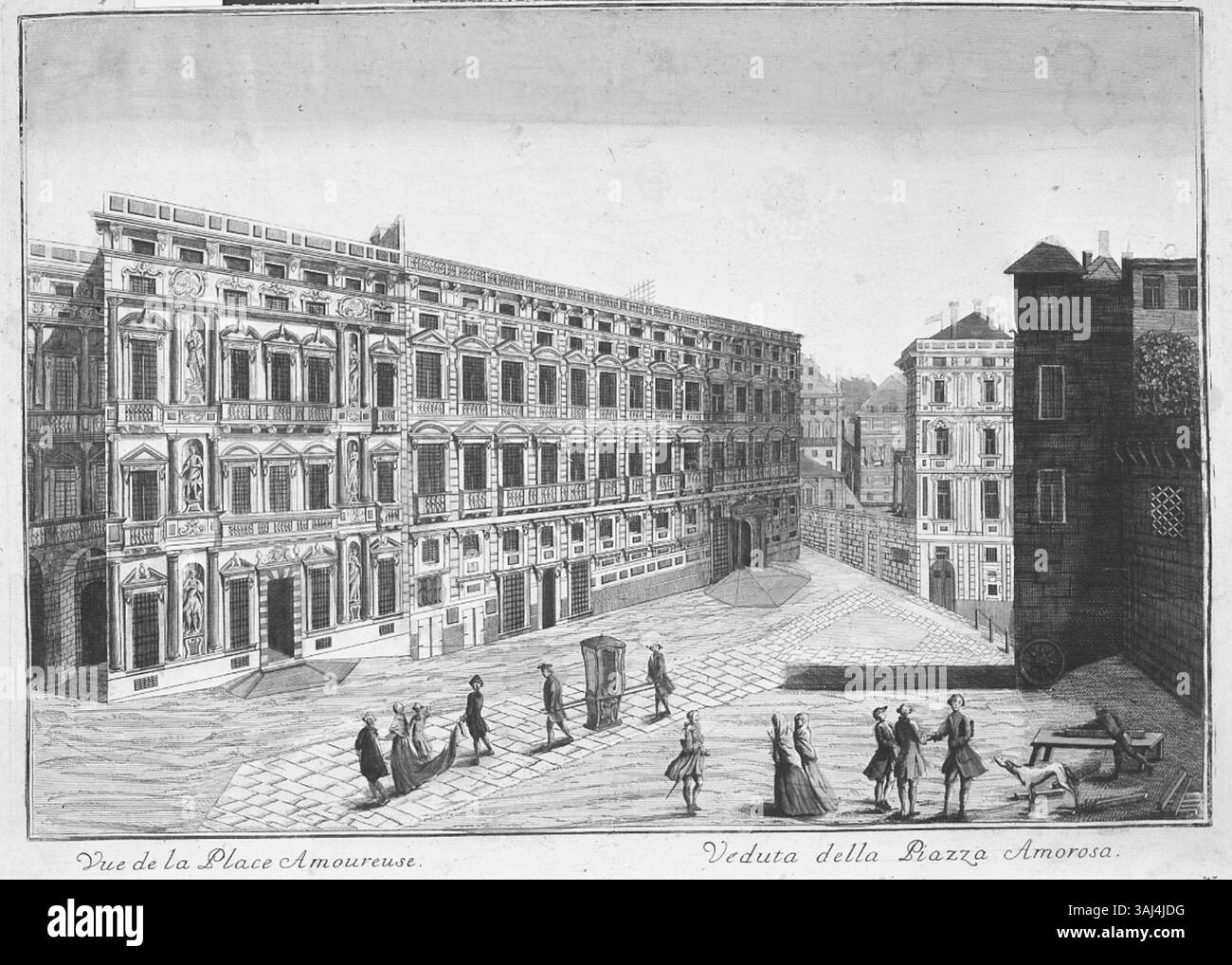 Luigi Garibbo's 18th-century painting depicts the Piazza Amorosa in ...