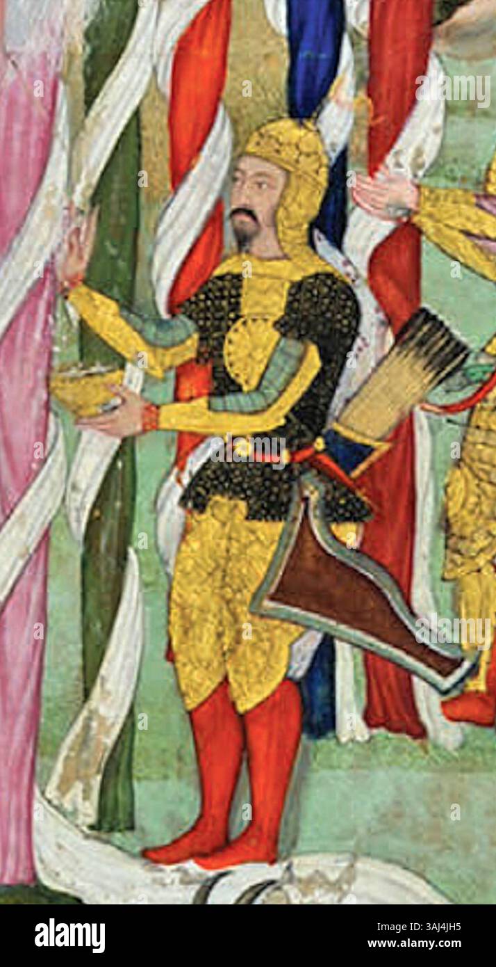 This painting from the *Baburnama* shows Mahmud Khan participating in ...