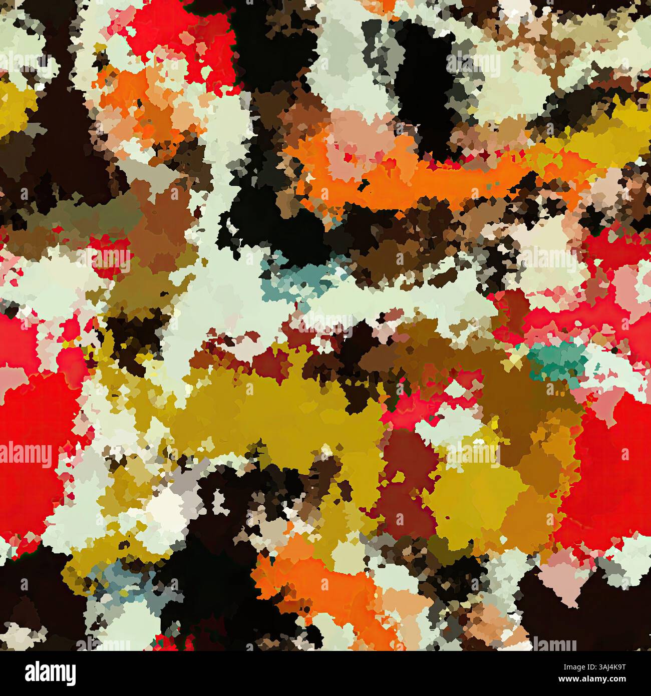 Abstract blotched random paint splatter seamless pattern. Dense grungy ...