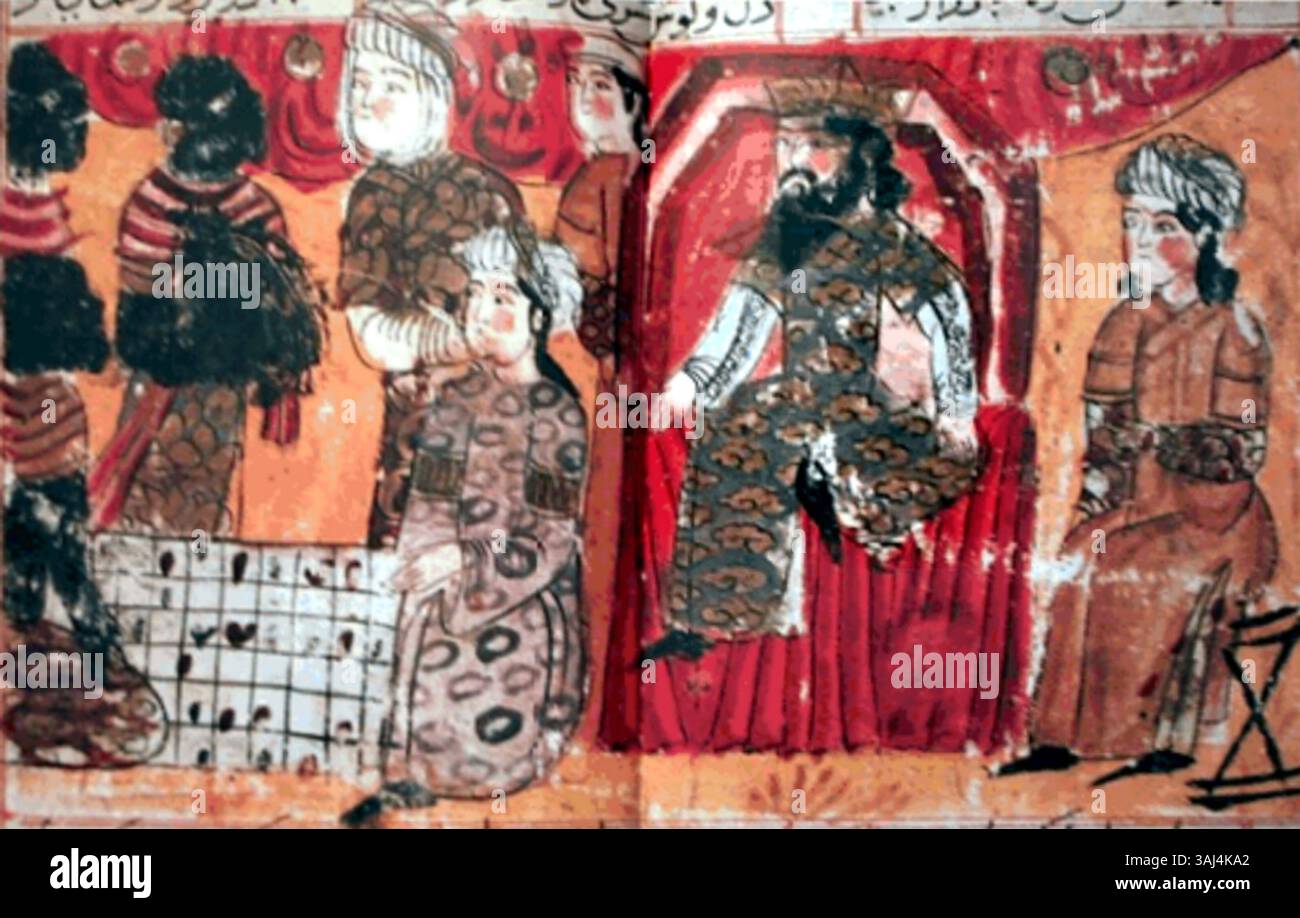 This 10th-century Iranian painting from the Shahnameh depicts King ...