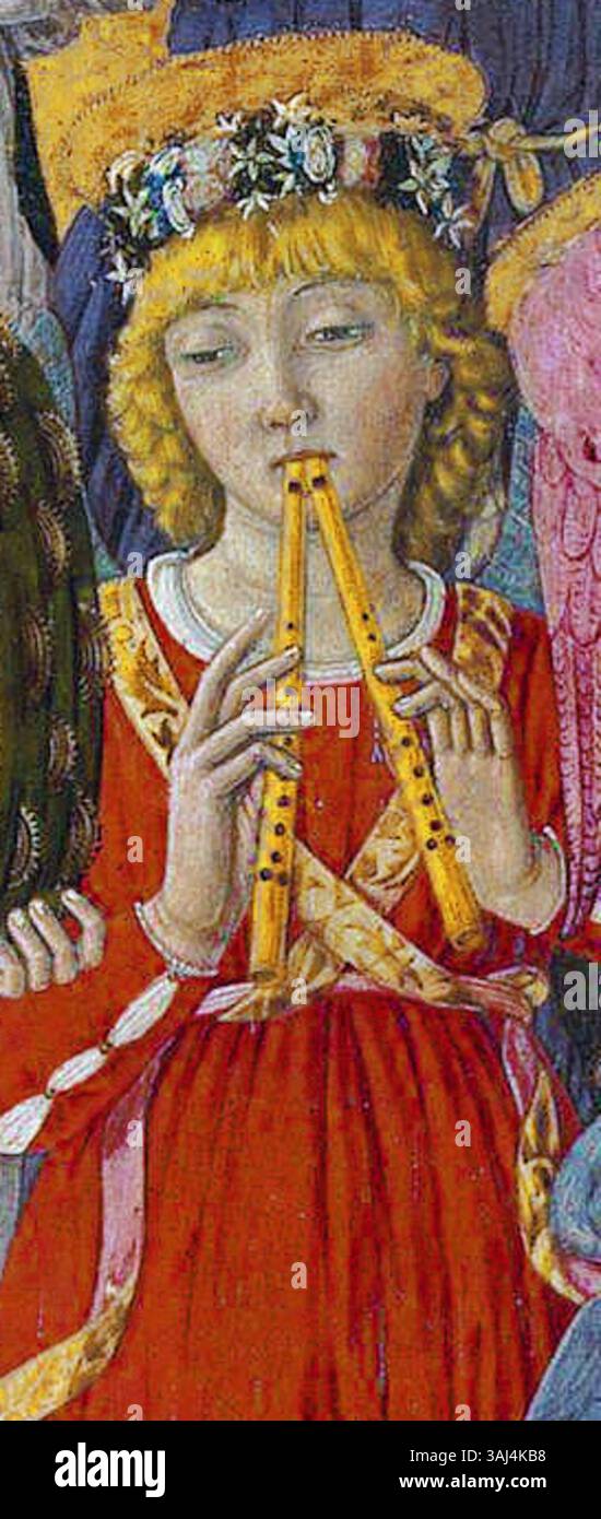 A depiction of double flutes from Matteo di Giovanni's 'The Assumption ...