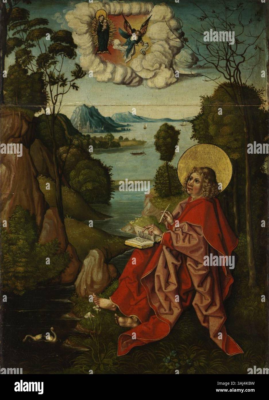 'Saint John on Patmos' depicts Saint John the Apostle in exile on the ...