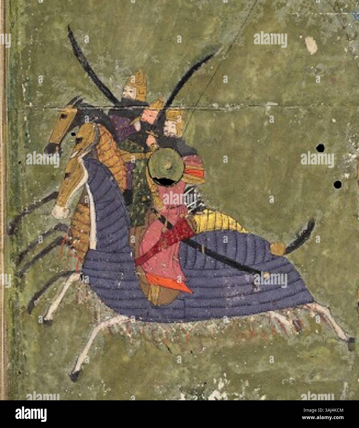 A frontispiece from the Shahnama, illustrating Ibrahim Sultan in battle ...