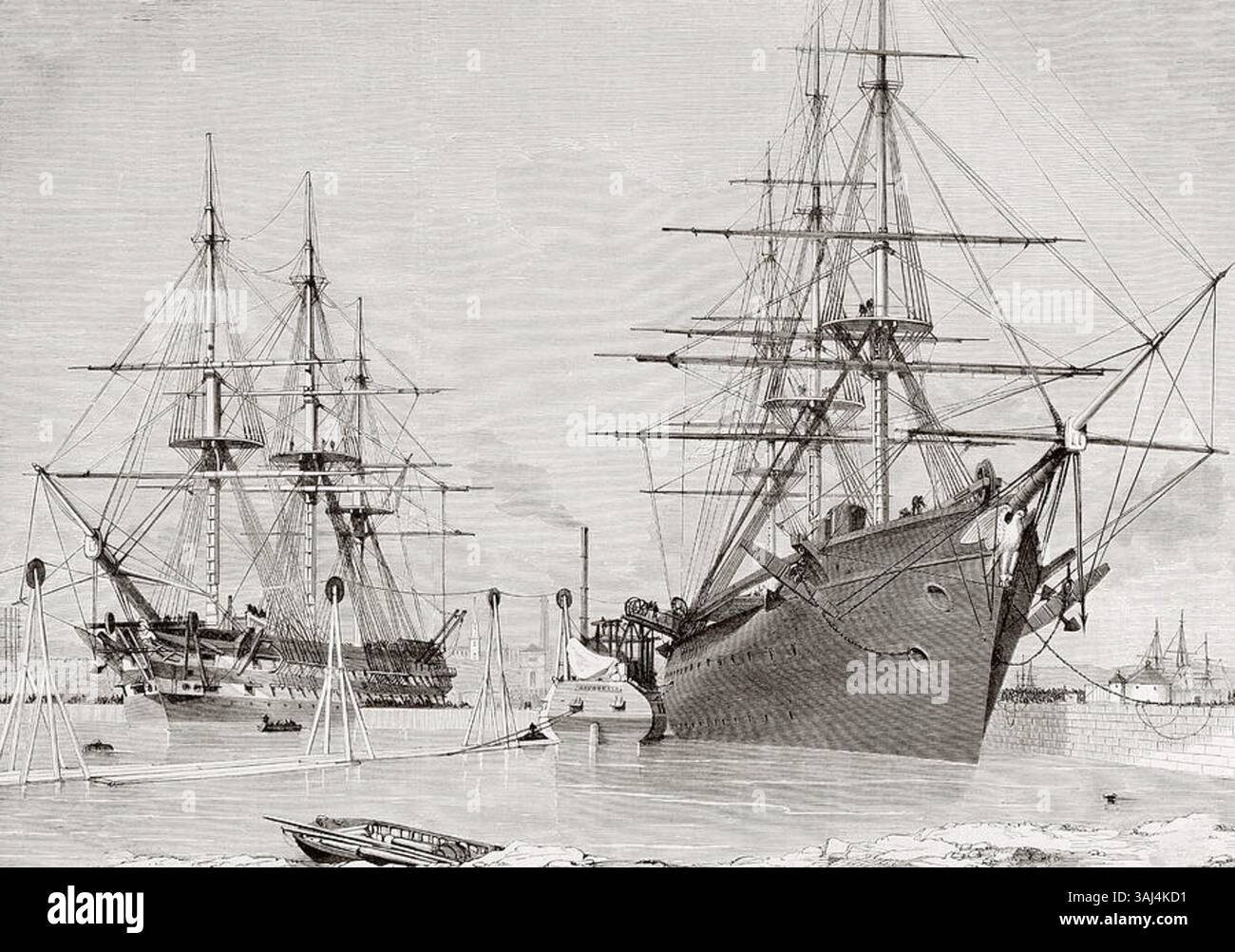 The converted warships HMS Agamemnon and USS Niagara took aboard the ...