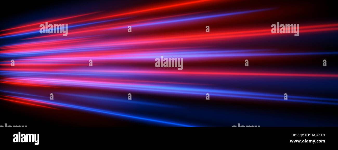 Red and blue laser lines. Sharp directional glow beams with motion blur ...