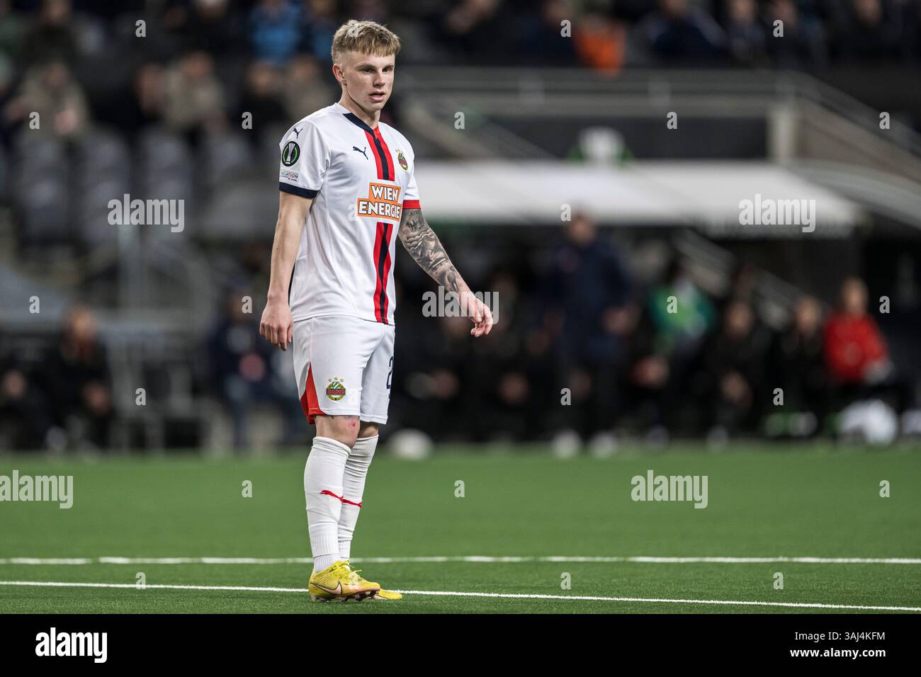 Stockholm, Sweden. 10th Apr, 2025. 250410 Isak Jansson of Rapid Wien ...