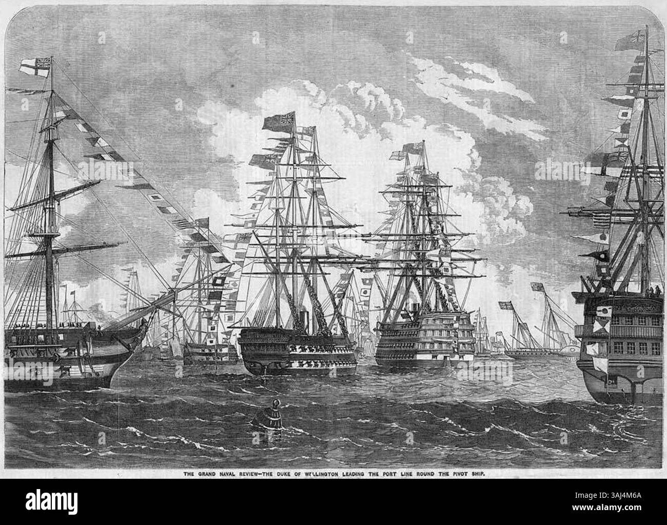 The Grand Naval Review at Spithead in 1856, with the Duke of Wellington ...
