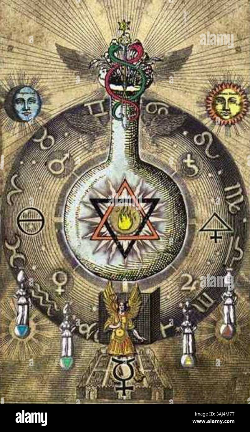 The Rosicrucian emblem depicting an alchemical vessel includes ...