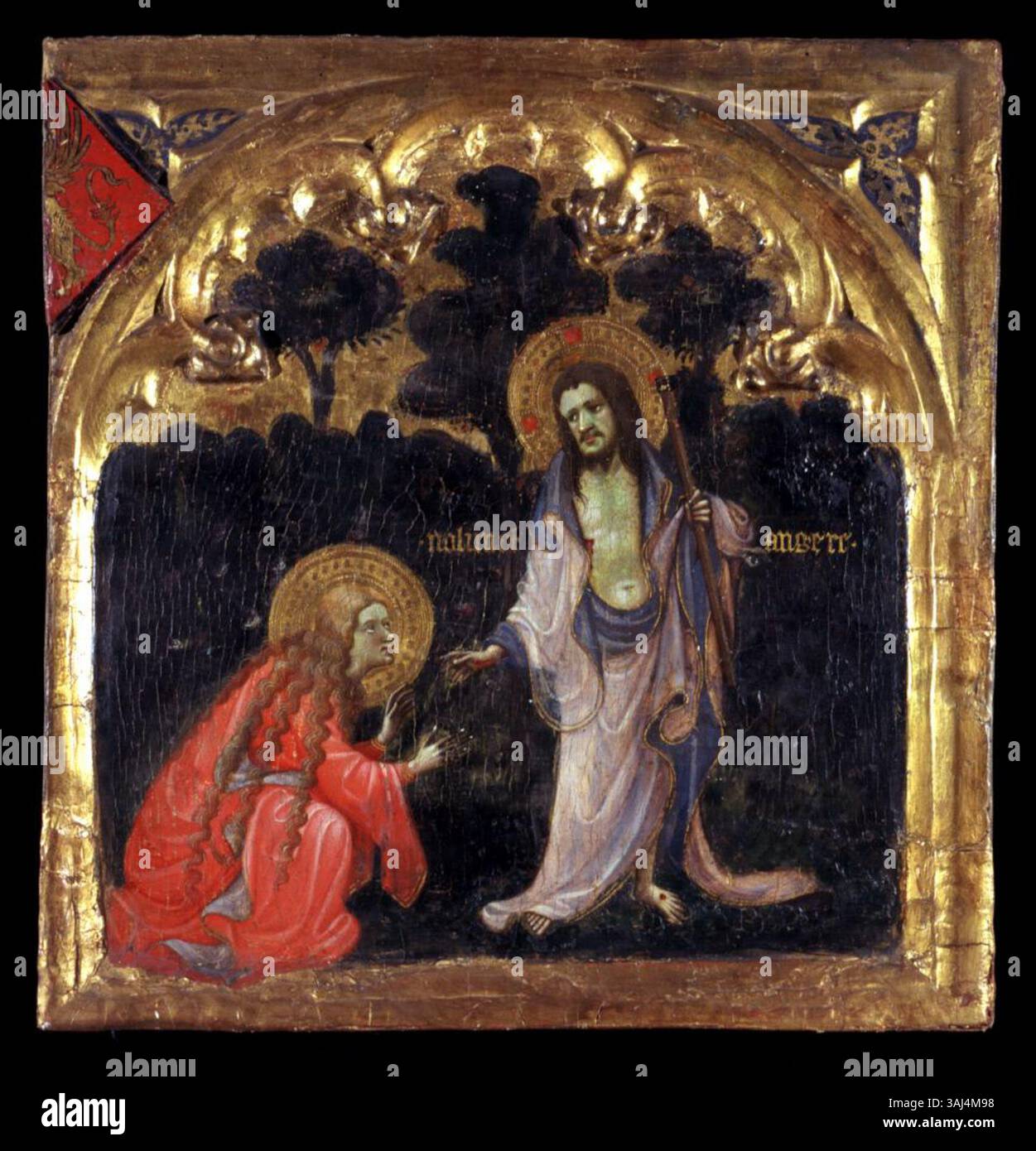 This 14th-century tempera on panel painting depicts the biblical scene ...