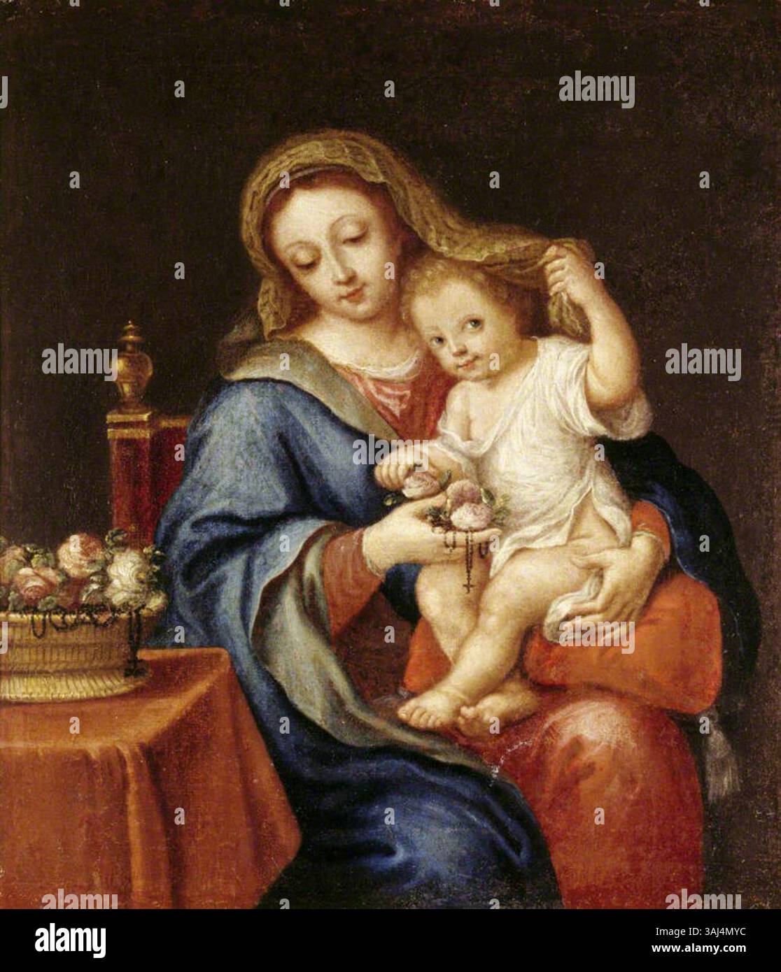 This religious painting, after Pierre Mignard, shows the Madonna and ...