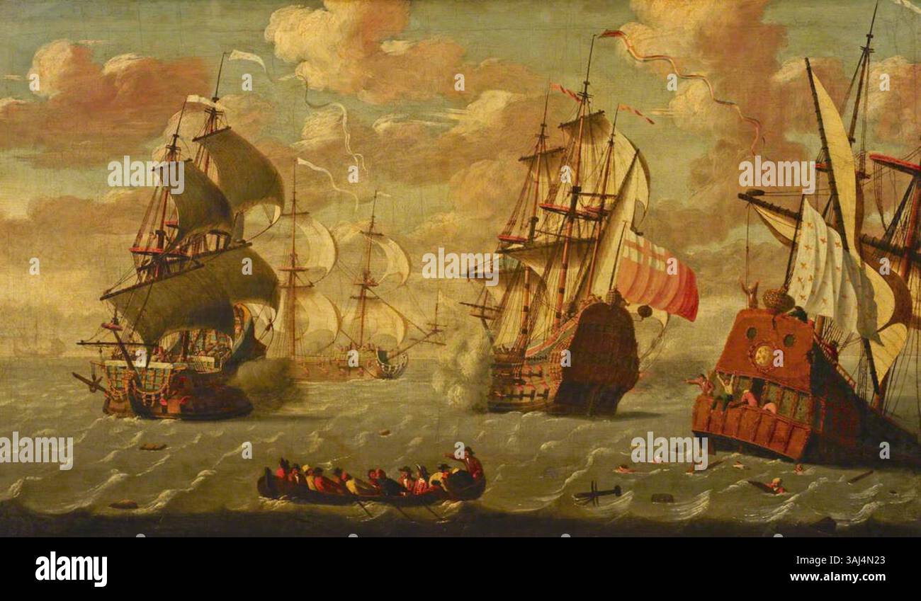 This 1710 painting, housed in the Royal Museums Greenwich, depicts a ...