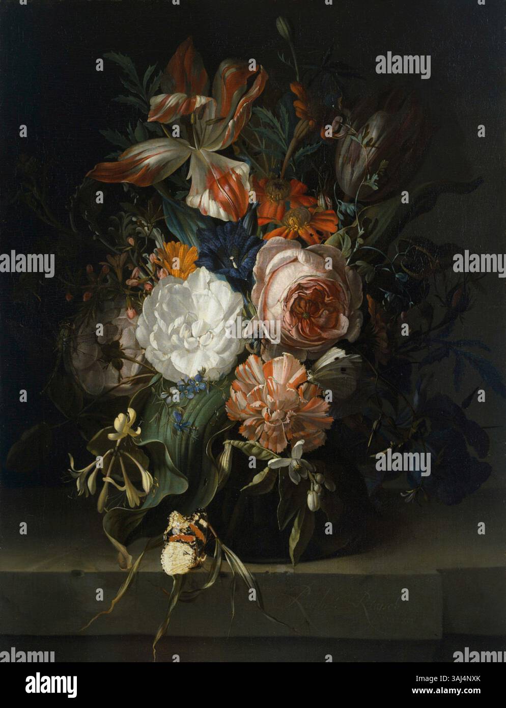 Rachel Ruysch's 'Blumenstillleben' (Flower Still Life) painted in 1691 ...