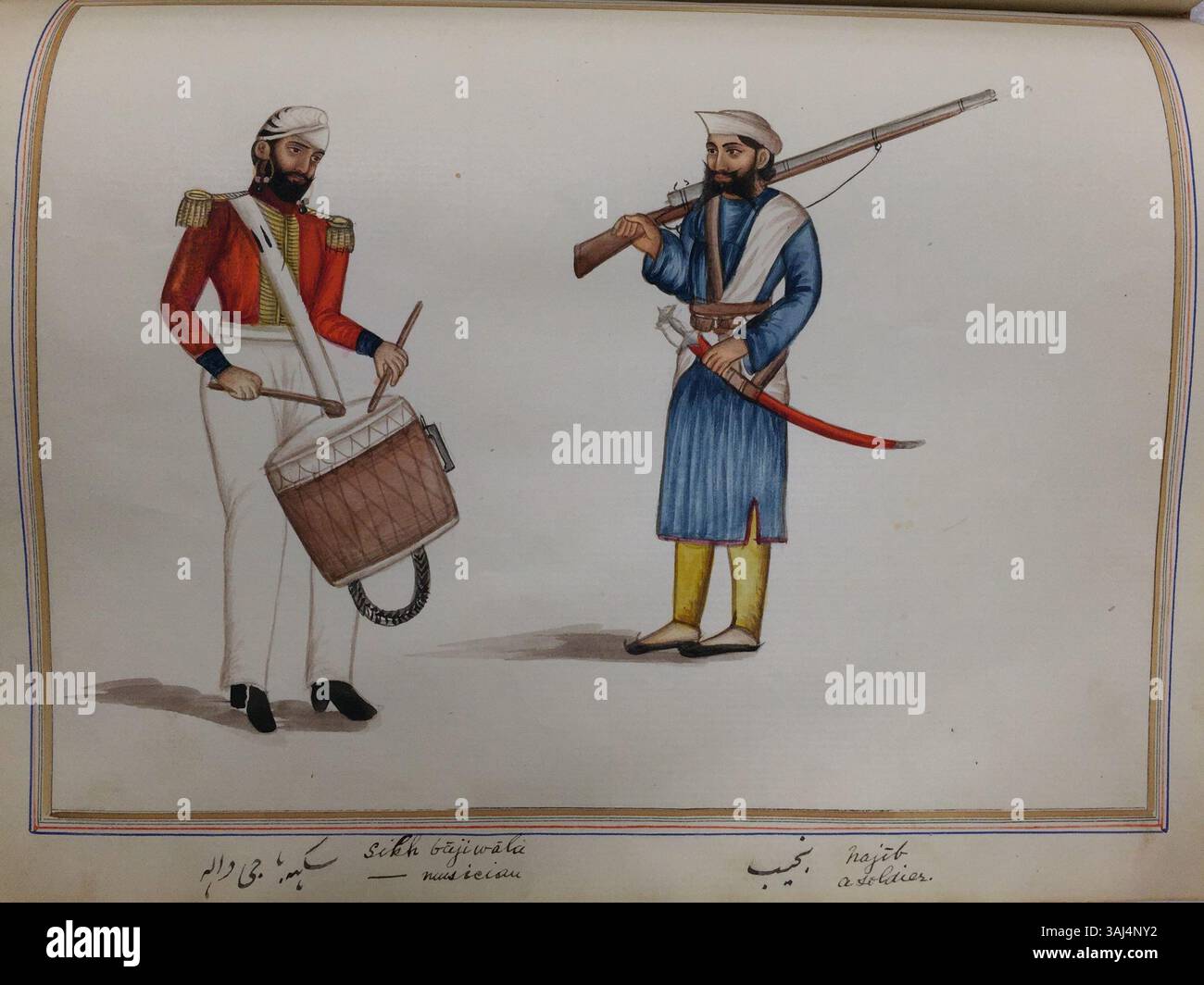This 19th-century painting shows a Sikh musician and an Akalian from ...
