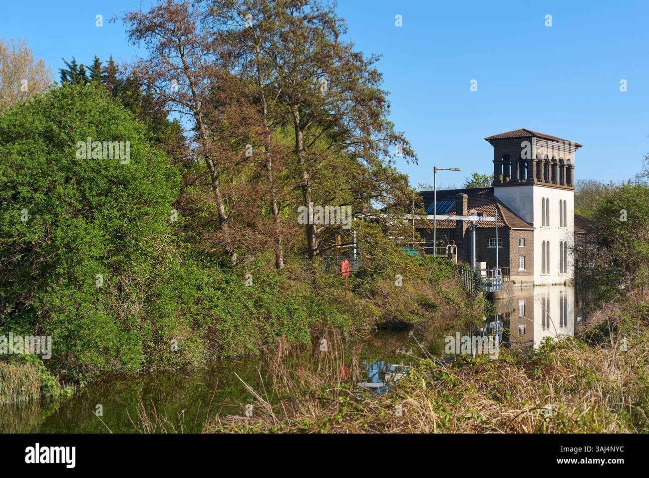 Coppermill Tower and the Coppermill Stream, Walthamstow Wetlands ...