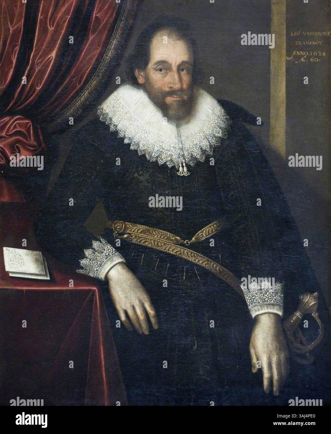 This 1628 portrait of James Hamilton, 1st Viscount Clandeboye, aged 60 ...