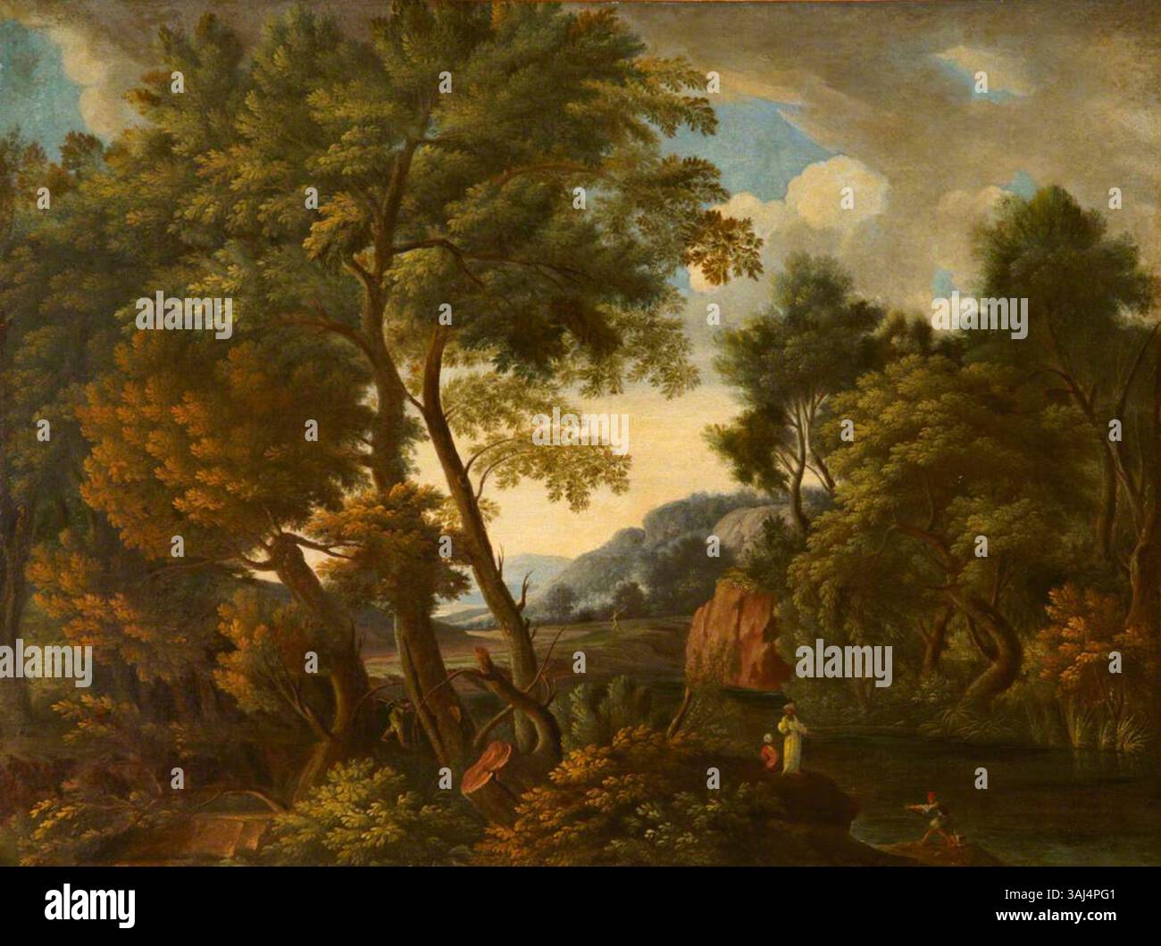 This classical landscape painting in the style of Étienne Allegrain ...