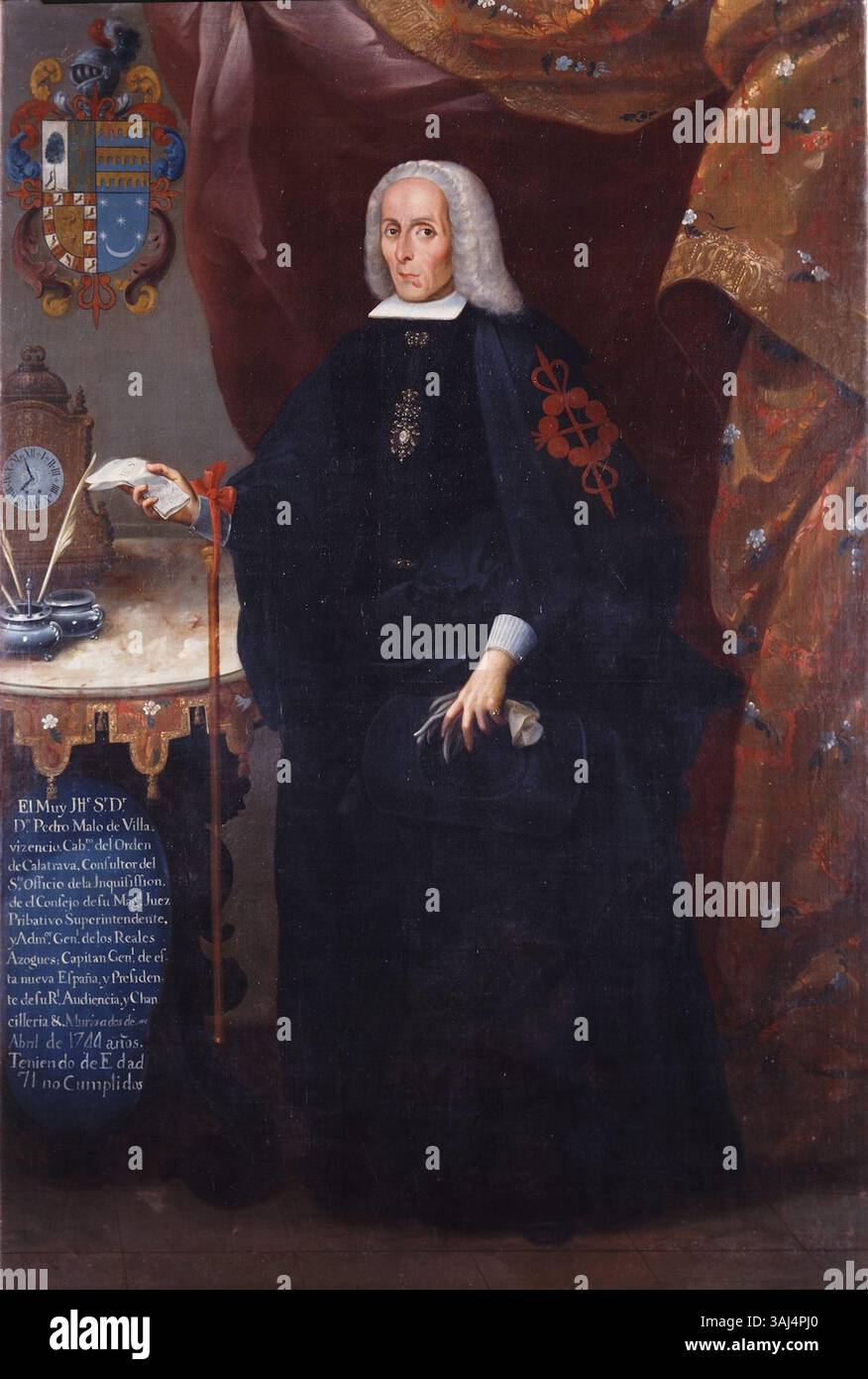 This 18th-century oil portrait by José de Ibarra depicts Pedro Malo de ...
