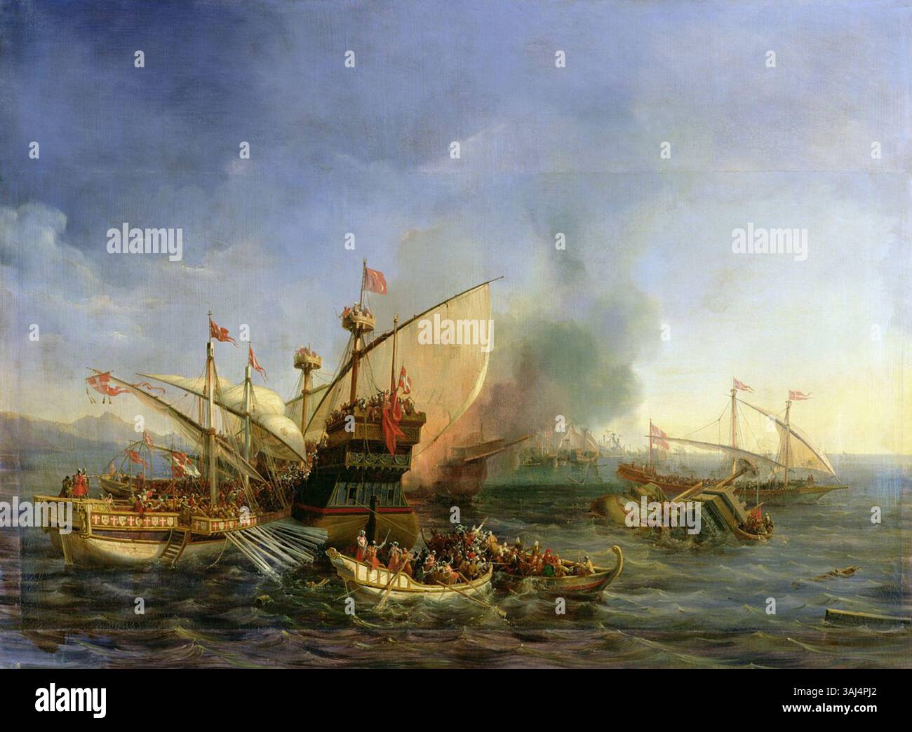 'Naval Battle of Episkopi in 1323,' painted by Auguste Mayer in 1841 ...
