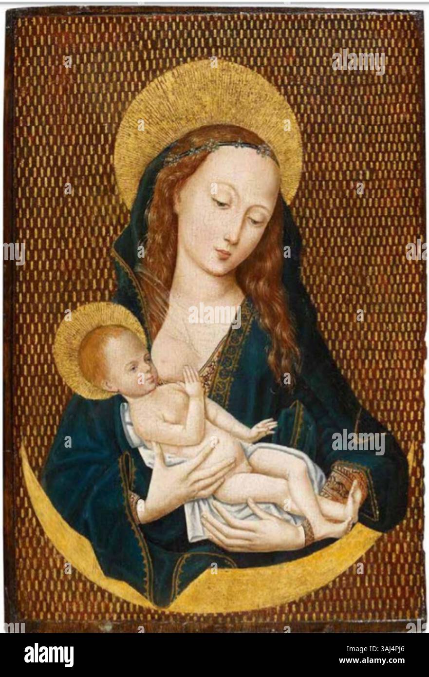 A circa 1490 painting by the Master of the Magdalene Legend, depicting the Virgin Mary with the ...