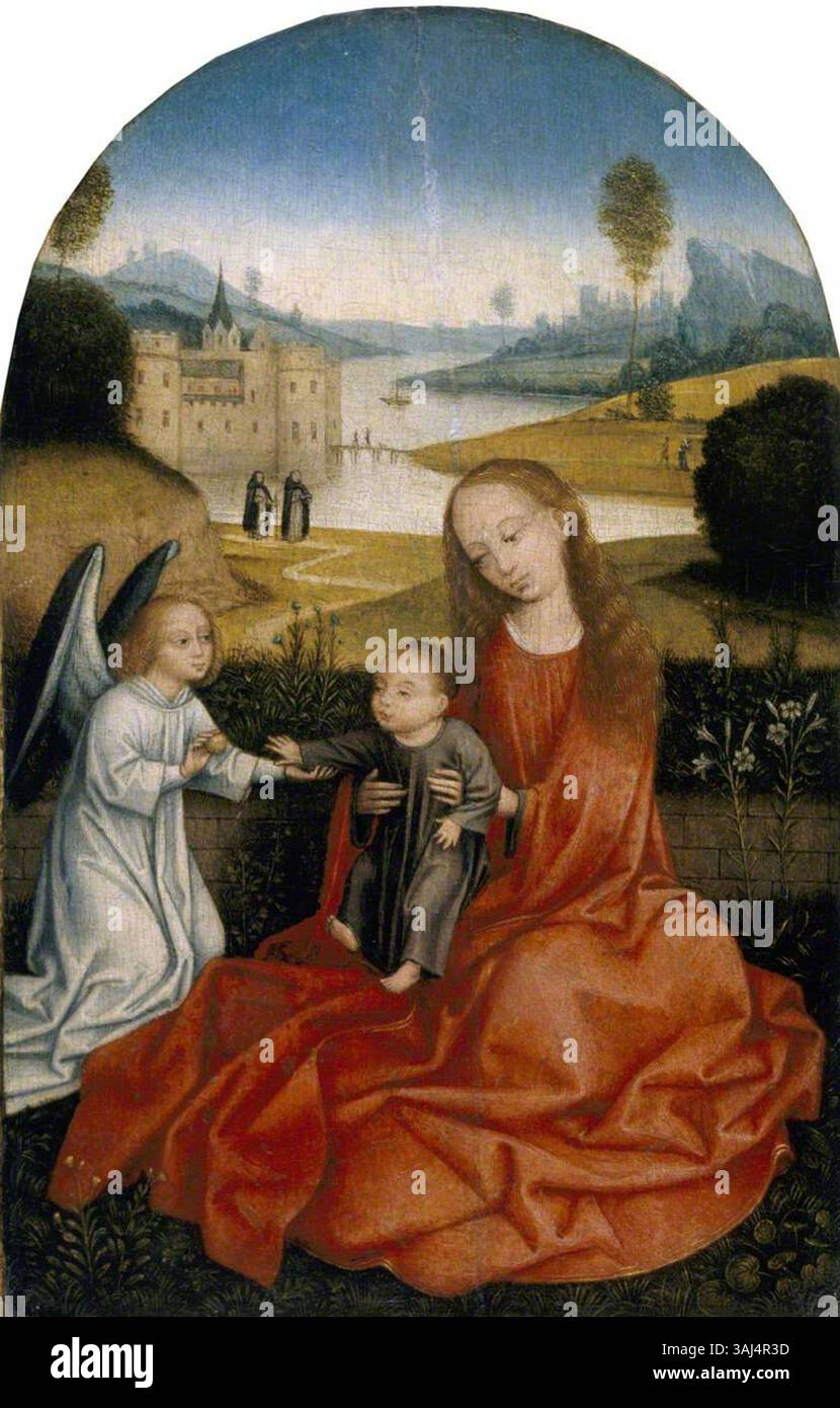 This painting, attributed to the Master of the Legend of Saint Catherine, depicts the Madonna ...