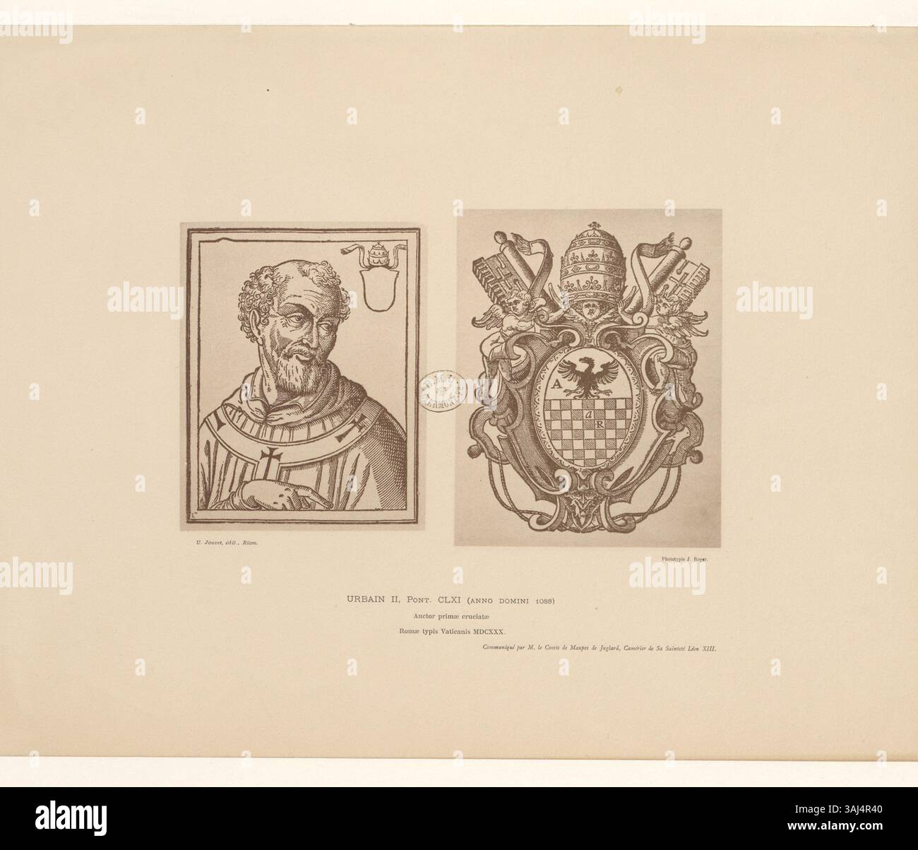 Print documenting Pope Urban II's role in initiating the First Crusade ...