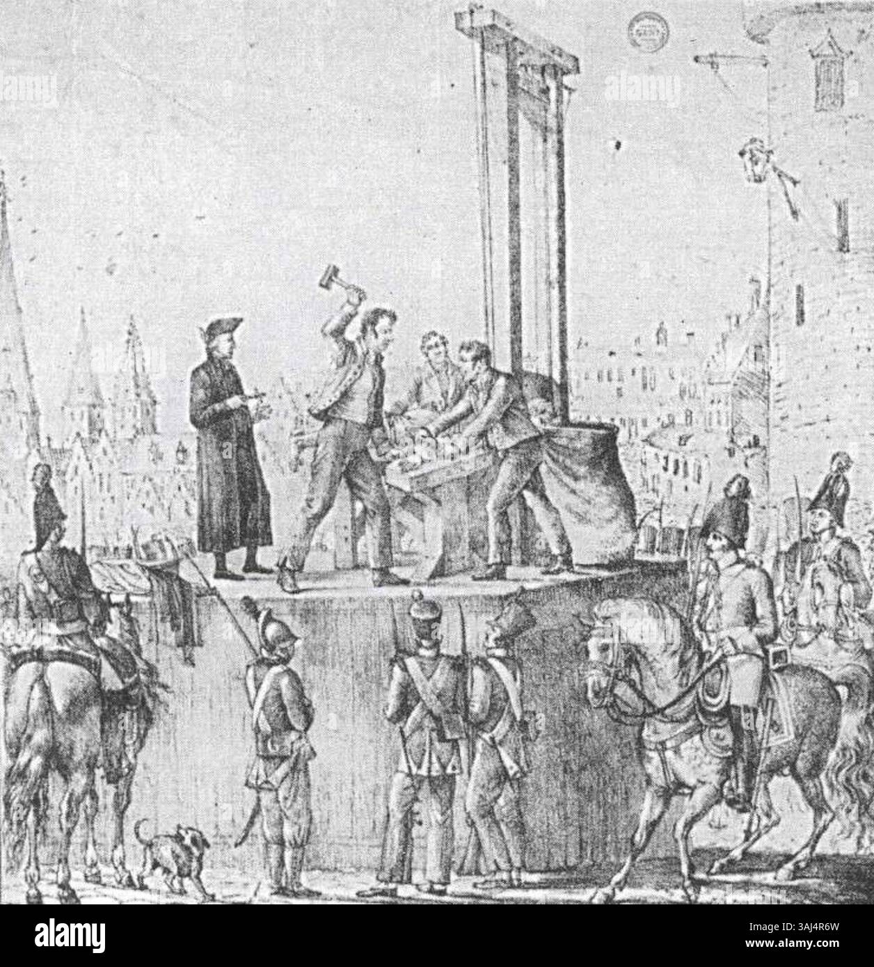 This lithograph by Franciscus Kierdorff depicts the 1822 execution of ...